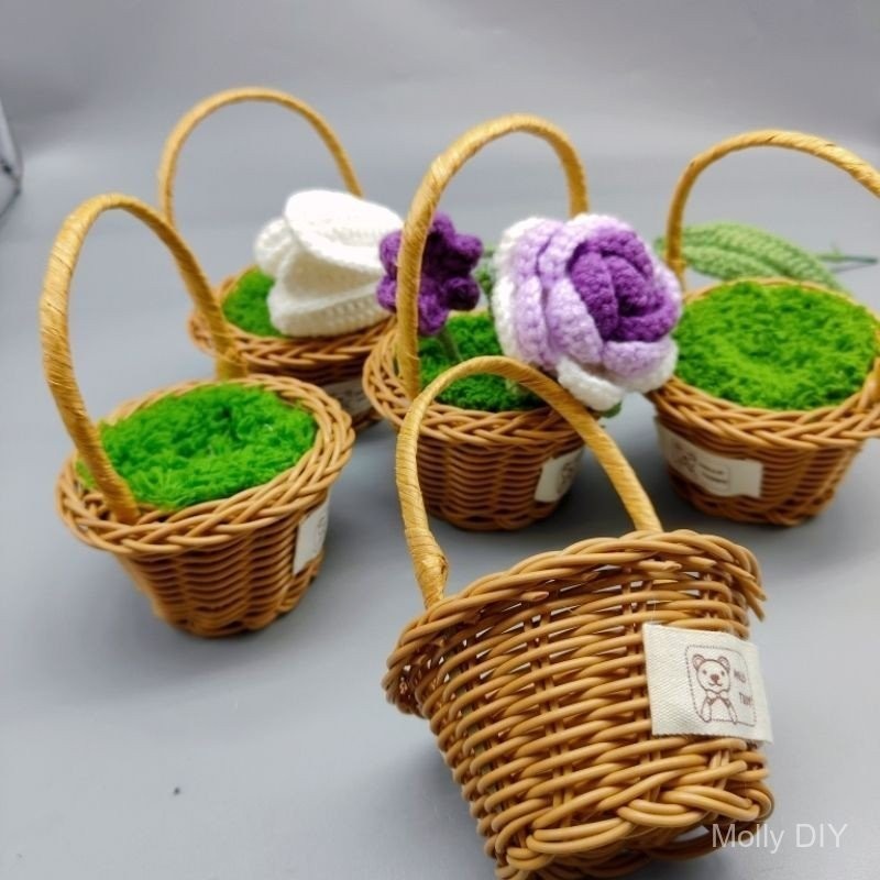 In stock Mini Small Bamboo Basket Small Flower Basket Handmade DIY Wool ...