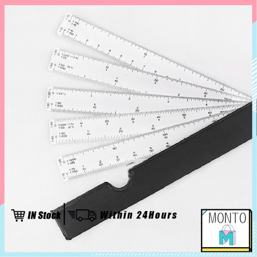 Folding Ruler Fan Scale, Multi Ratio Measure Scale for Interior Design ...