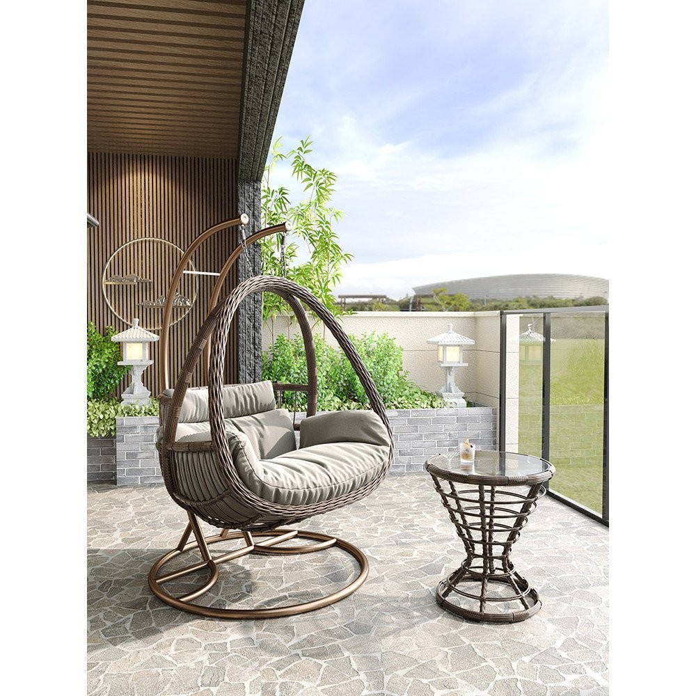 Hanging Basket Rattan Chair Home Rocking Chair Indoor Balcony Hanging ...