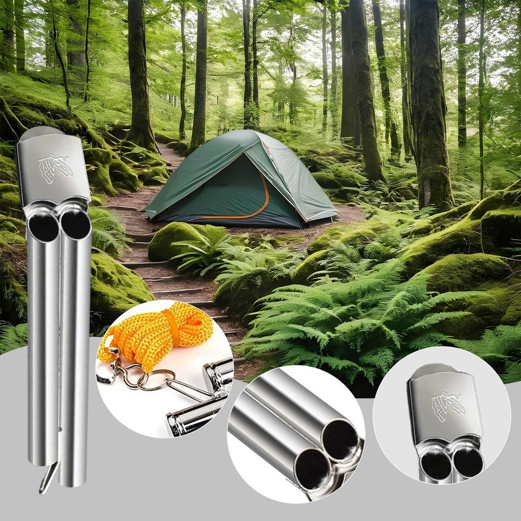 Double Pipe Whistle High Decibel Rescue Whistle Safety Tool for Camping ...