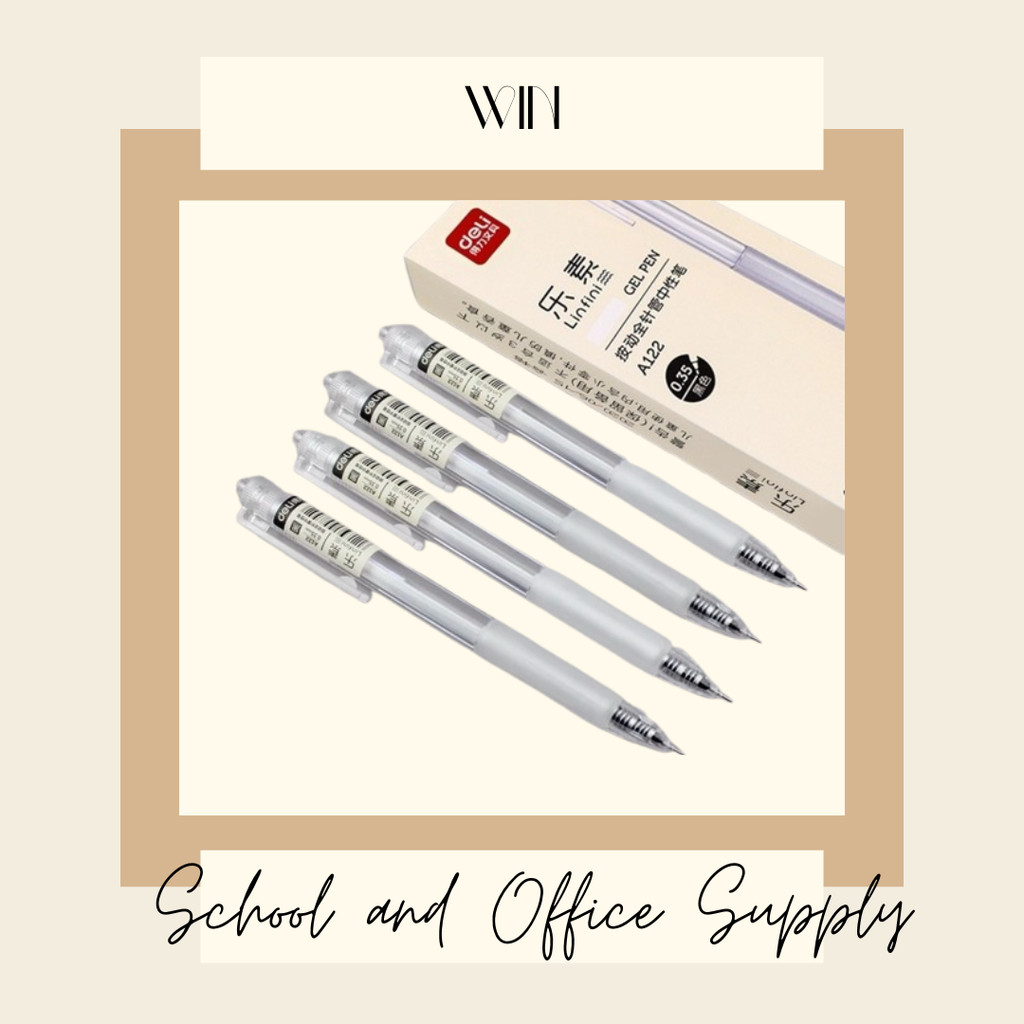 DELI A122 Retractable Gel Pen 0.35mm Black (per pc) | Shopee Philippines