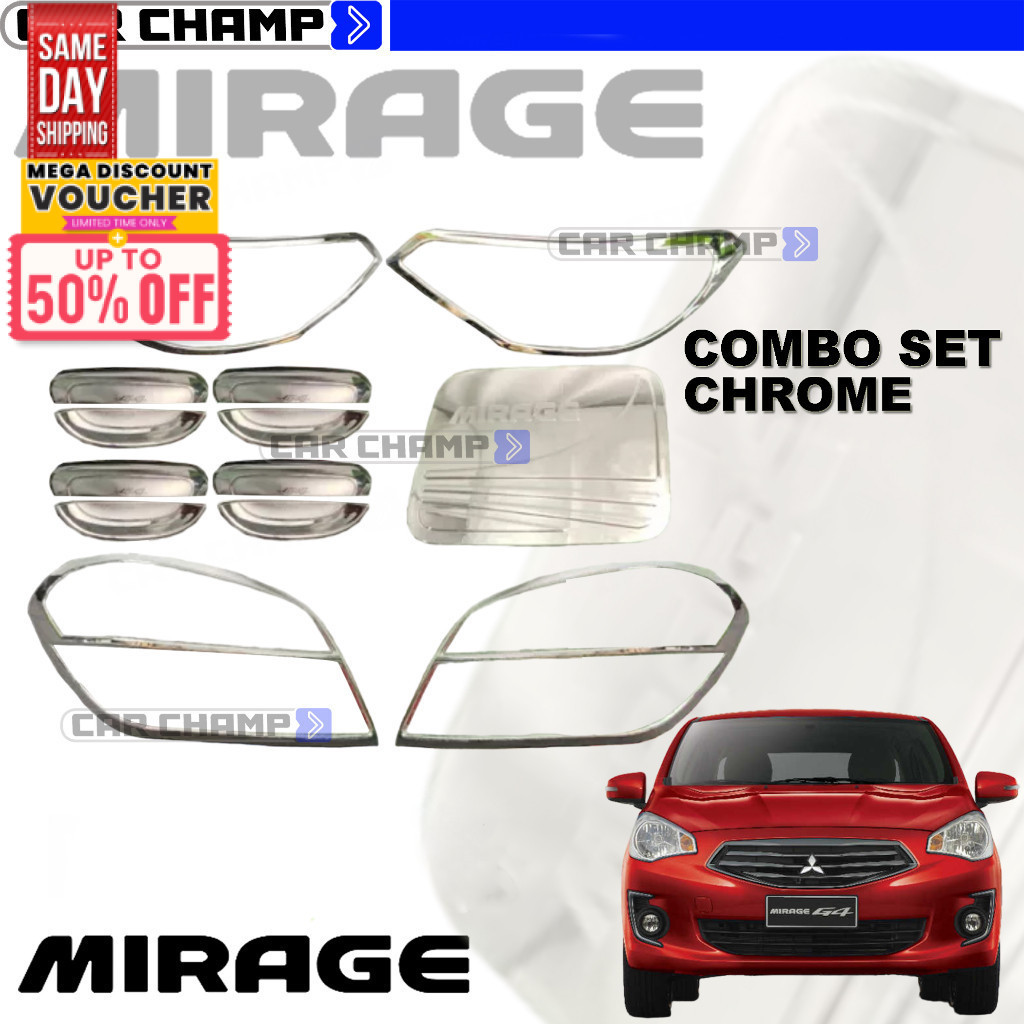 Mitsubishi Mirage G4 2019 to 2020 Garnish Combo set cover CHROME ...