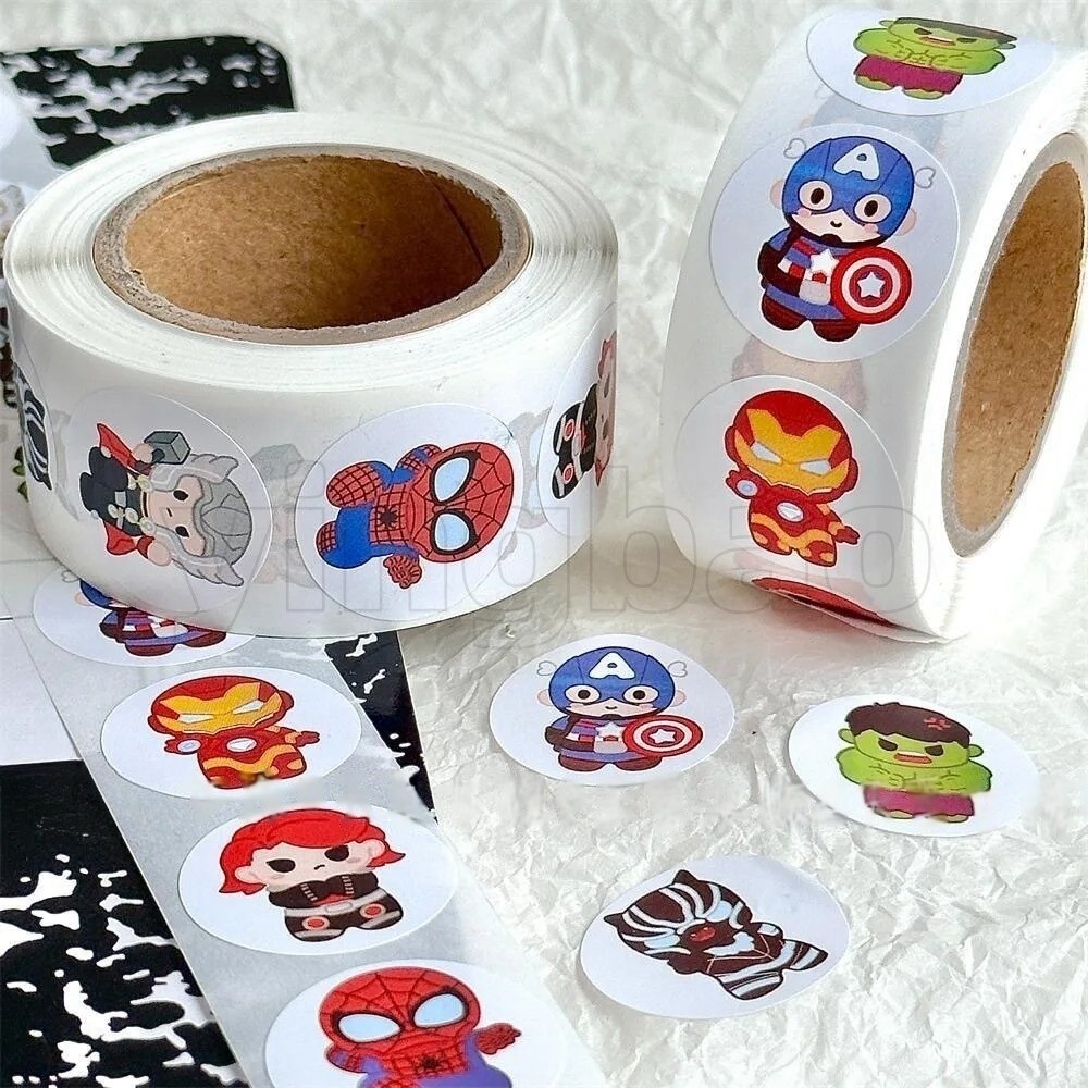 500pcs/Roll Cute Marvel's Avengers Super Hero Cartoon Sealing Stickers ...