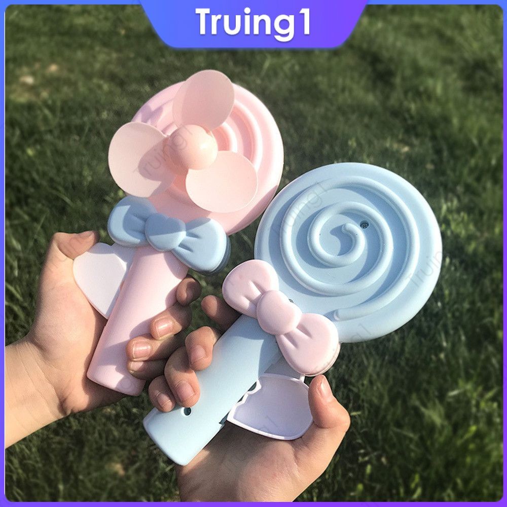 Cartoon Lollipop Hand-Press Mini Fan for Kids Pink Seasonal Handheld ...