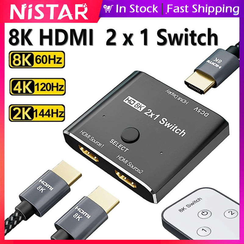 NiSTAR 8K HDMI 2.1 Switch with USB A to Micro B cable,48Gbps 8K 60Hz ...