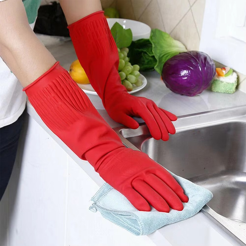 45cm Rubber Long Gloves Waterproof Cleaning Gloves Household Gloves for ...