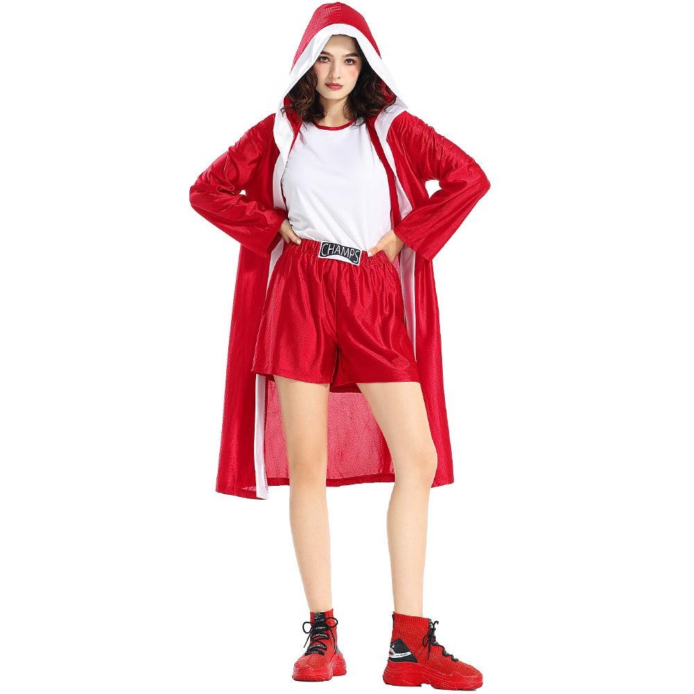 Adult Women Boxer Boxing Robe T Shirt Shorts Pants Cloak Set Halloween ...