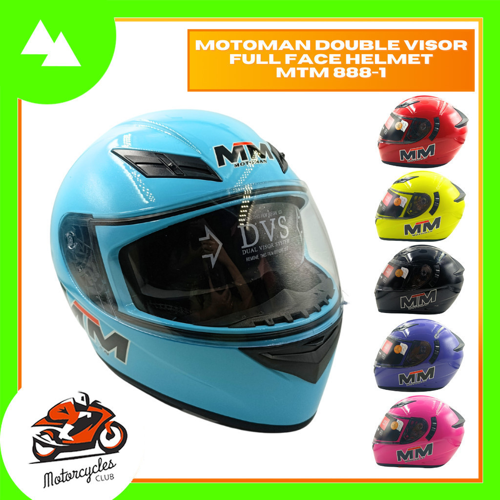 MOTOMAN DOUBLE VISOR FULL FACE HELMET MTM 888-1 MOTORCYCLE HELMET [HURRICANE SPEED] | Shopee ...