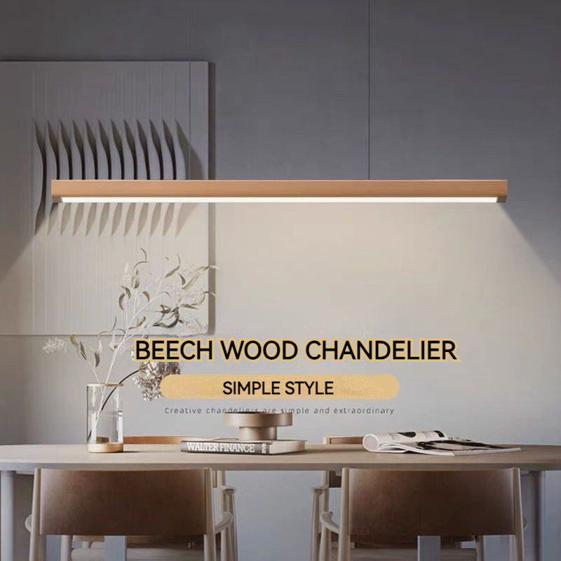 Beech Wood Chandelier Restaurant LED Strip Light In Japanese Style Full ...