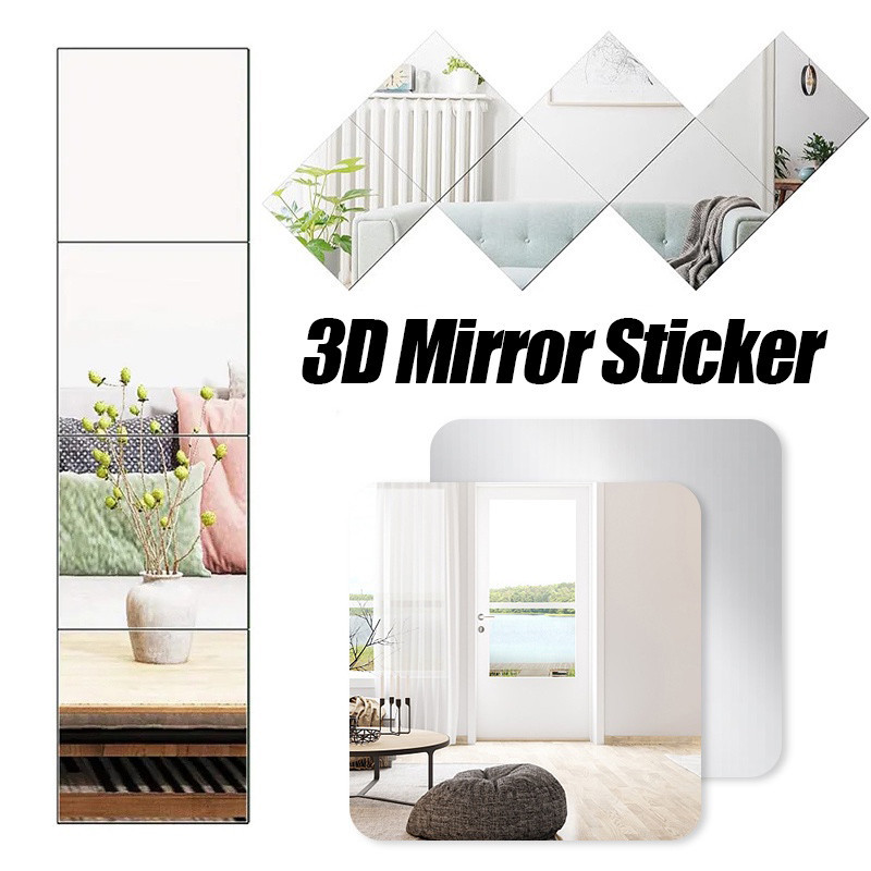 Acrylic Soft Mirror Stickers / DIY Make Up Mirrors Wall Sticker Home ...