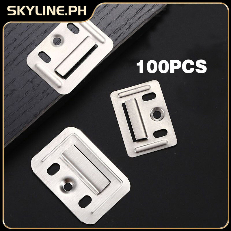 100pcs 50x36mm PVC Wall Panel Clip Stainless Steel Wall Cladding Clip ...