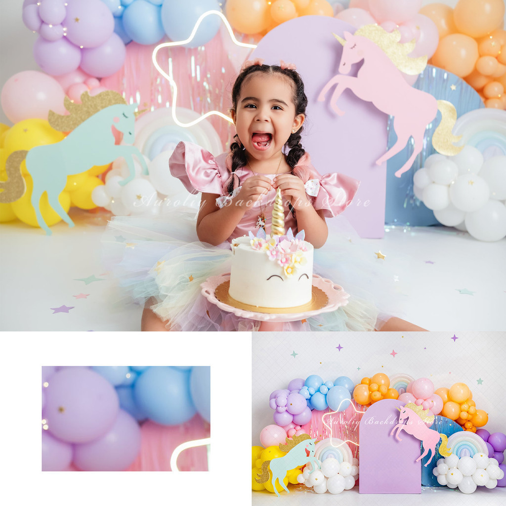 Unicorn Rainbow Leap Backgrounds Cake Smash Kids Adult Photography ...