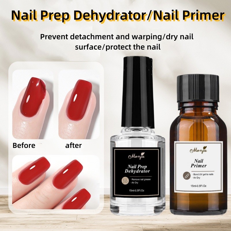2x 15ML Nail Prep Dehydrator And Nail-Primer Free Grinding No Hurt Nail ...