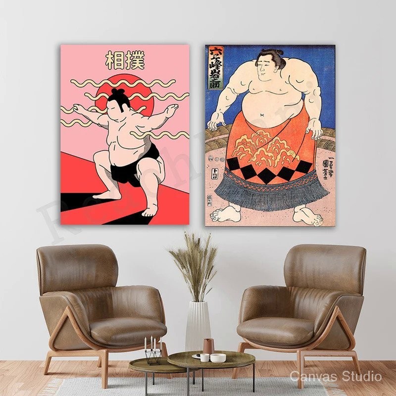 Japanese Sumo Wrestlers Wrestling Posters and Prints Japanese Style ...