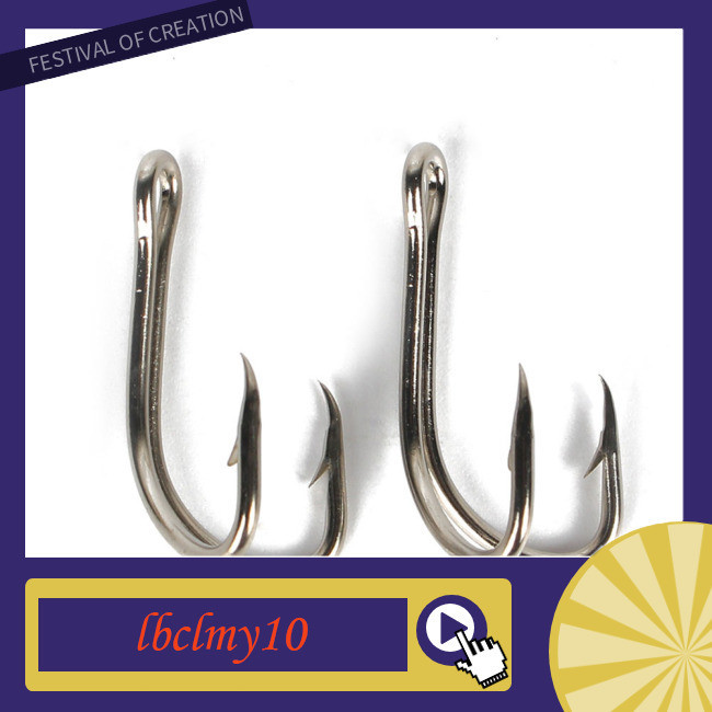 LBM Double Hook Metal Fishing Fish Long Spiky Hooks for Pond Lake River ...