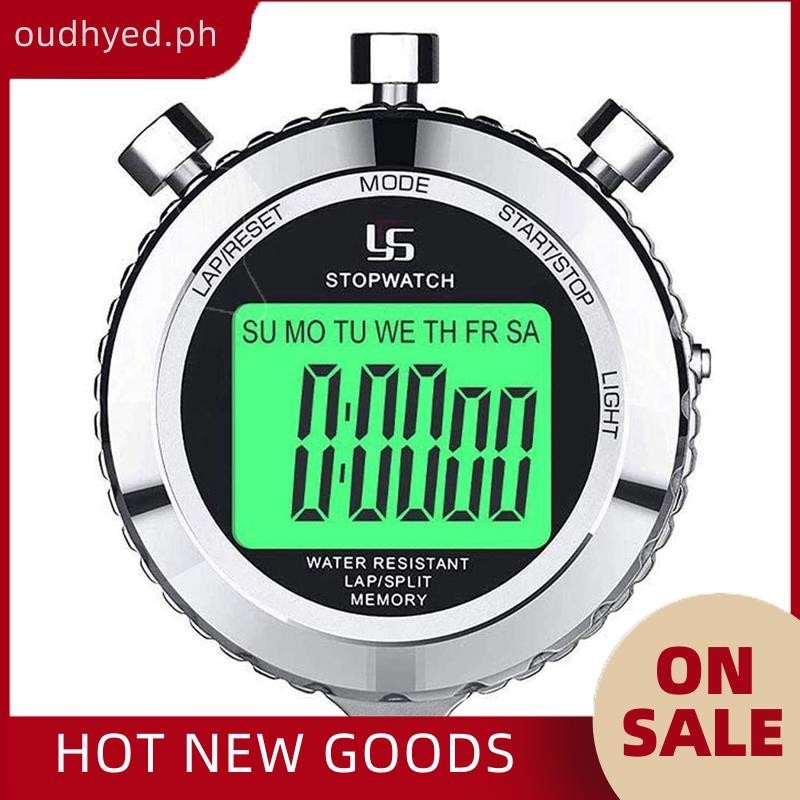 PHOU Digital Stopwatch Timer Metal Stop Watch with Backlight, 2 Lap ...