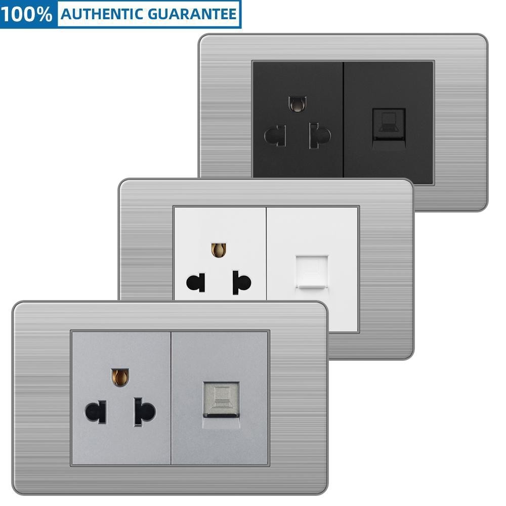 VISWE wall socket 3 pin socket lan socket black socket white socket ...