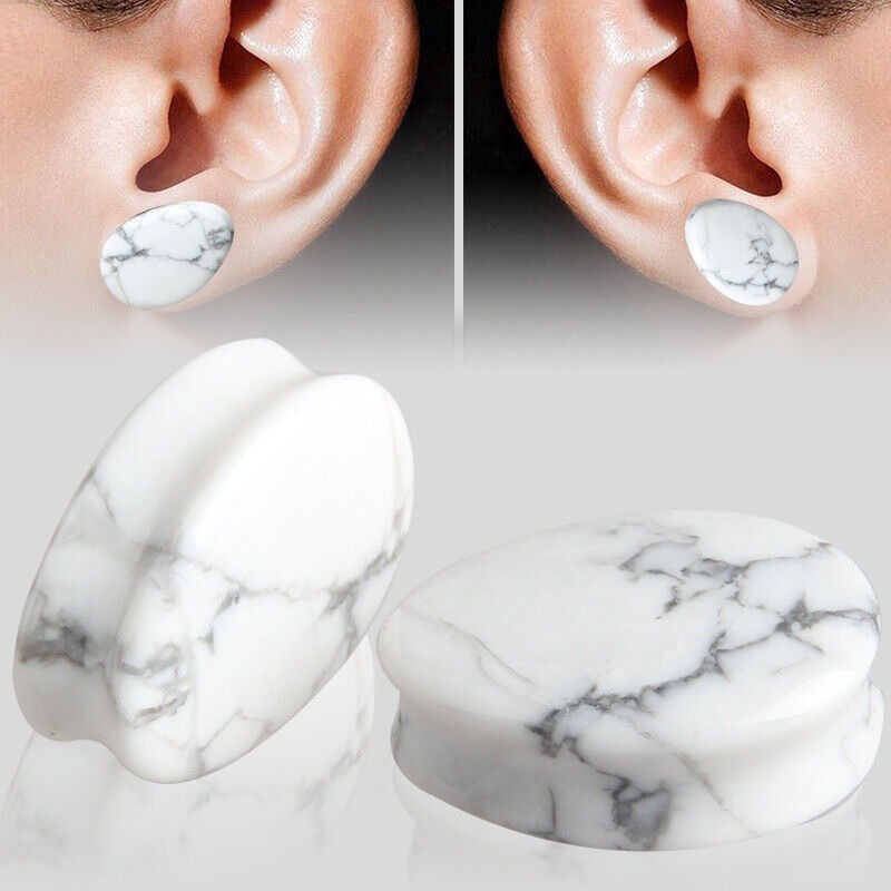 1Pair Organic Stone Teardrop Ear Plugs Ear Flesh Tunnel Expanders Lobe ...