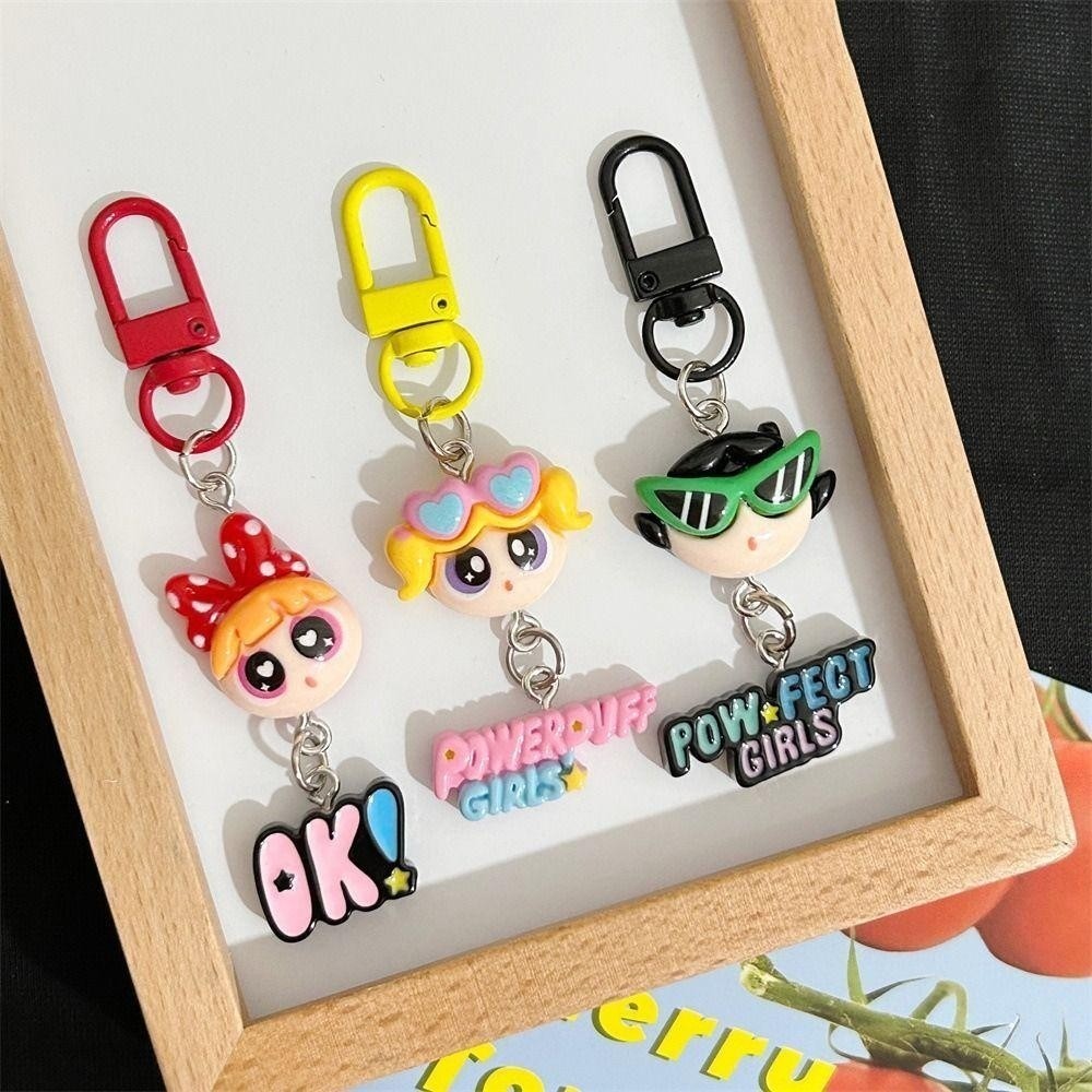 The Powerpuff Girls Cute Keychain for Women Anime Peripheral Doll ...