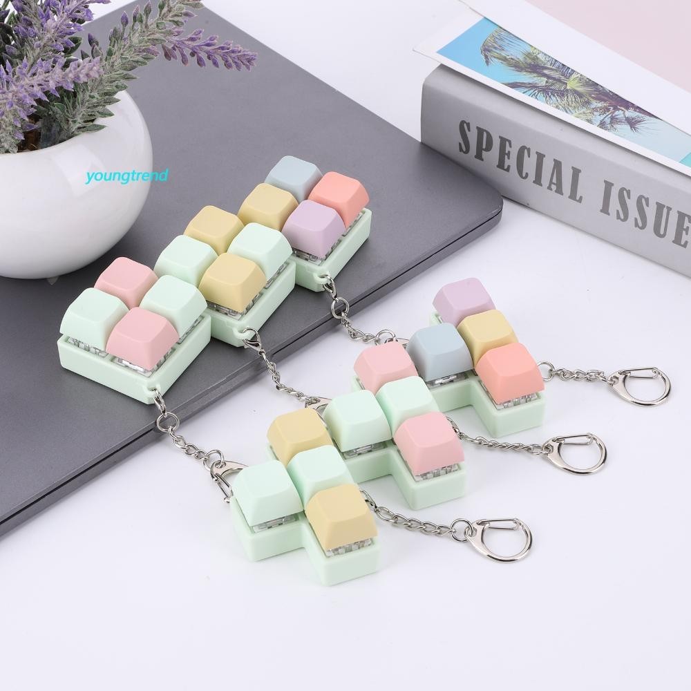 Keyboard Fidget Clicker Keychain 4 Keys Sensory Fidget Keyring Keycaps ...
