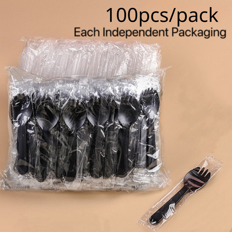 100pcs/pack Disposable Fruit Fork Spoon Dessert Spoon Cake Fork ...