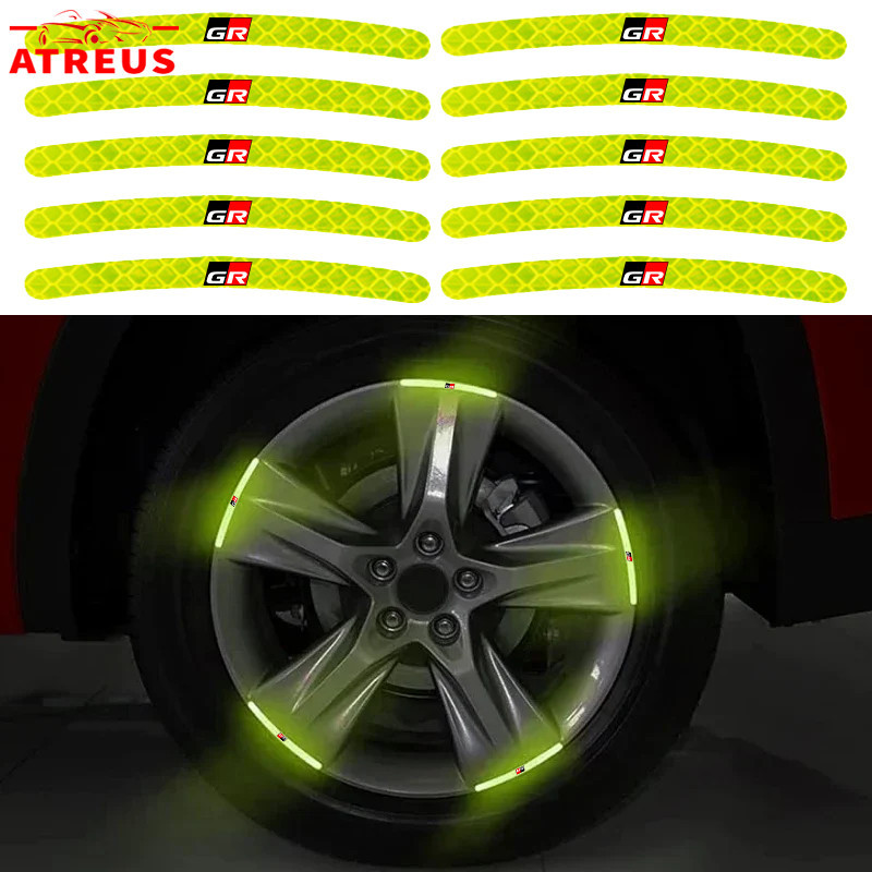 20Pcs Toyota GR Reflective Car Wheel Hub Stripe Sticker Night Safety ...