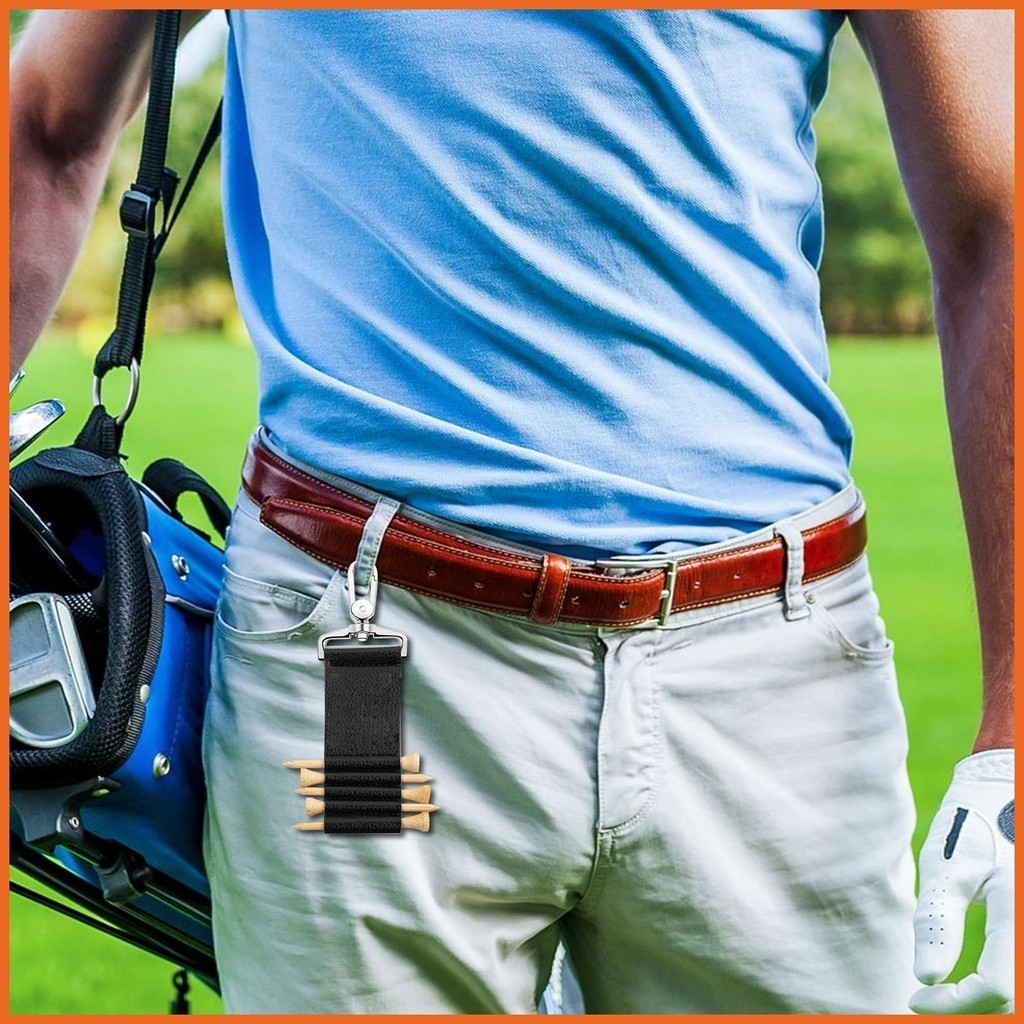 Leather Golf Tee Holder for Bag 5-slots PU Leather Hook to Golf Bag ...