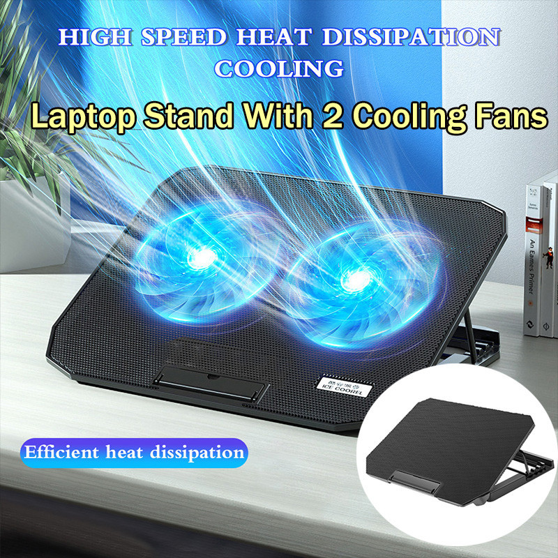 Laptop Cooler Pad Double Fan USB Port Gaming Laptop Cooler Adjustable ...