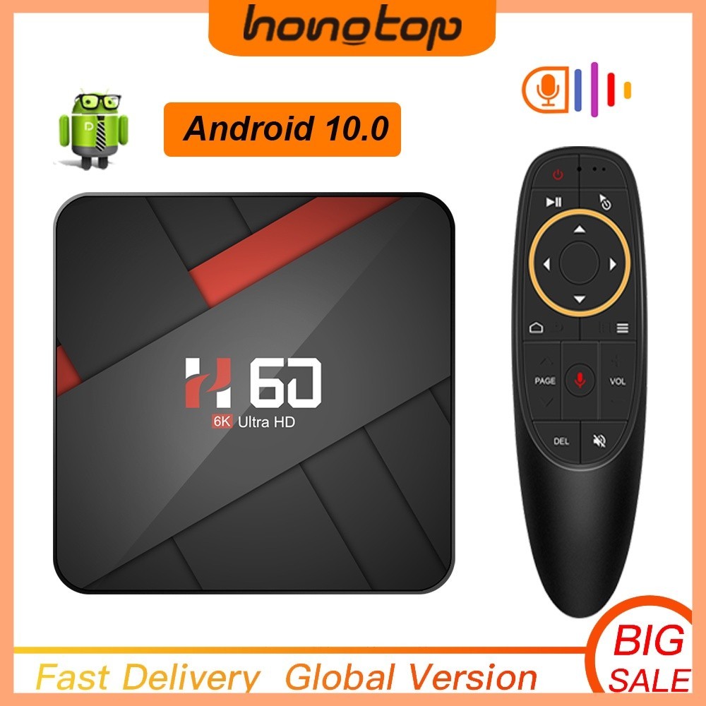 RQ`HONGTOP Android 10.0 TV BOX Android 4GB 64GB 6K Wifi 2.4G&5G Bluetooth Smart TV Box Voice As ...