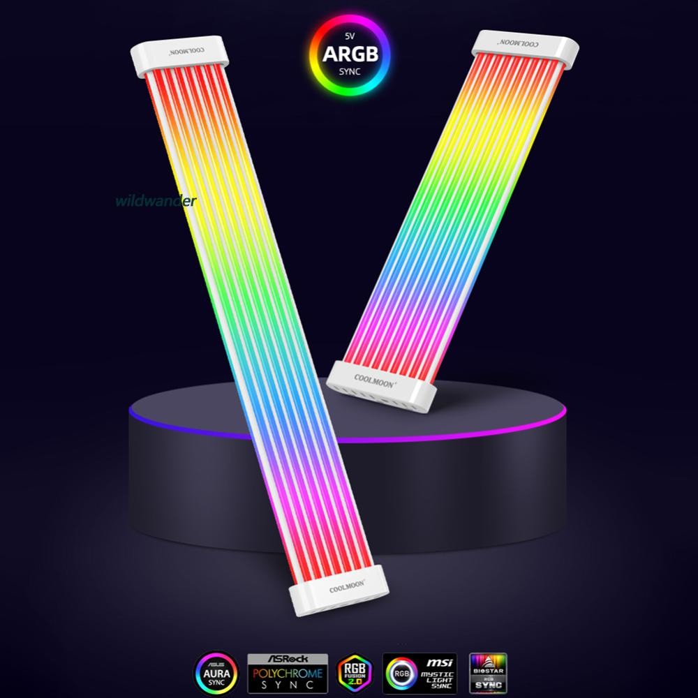 COOLMOON RGB 8Pin/24Pin Motheboard Extension Cord Wire ARGB PC Case LED ...