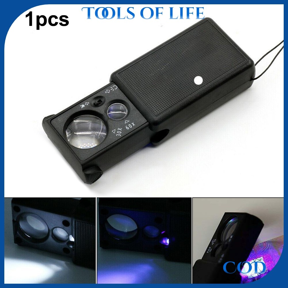 FSFO_30/60X Jewelry Magnifier Jewellers Eye Magnifying Glass LED Light ...