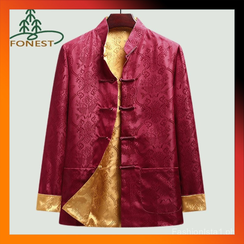 Men's Tang Suit Double-Sided Long Sleeve Coat Jacket Chinese Top ...