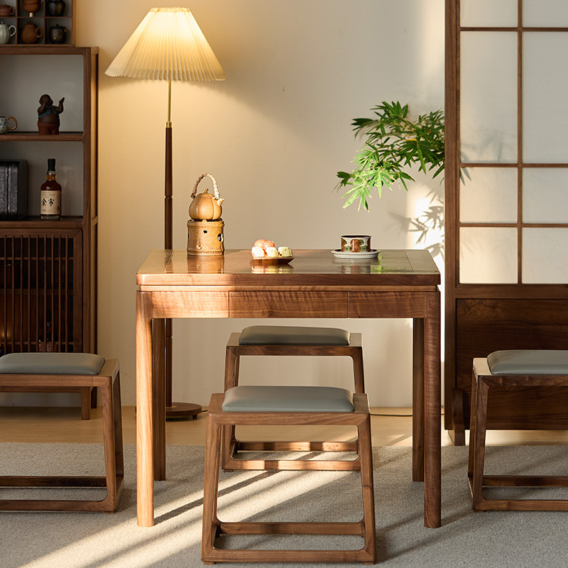 Honglinfang New Chinese Style Black Walnut Solid Wood Square Table ...