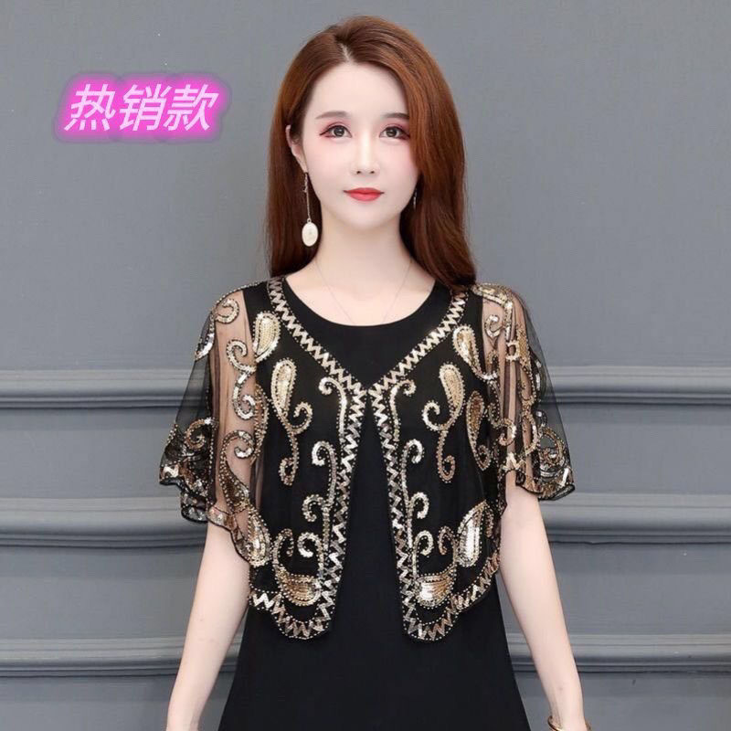 Modern Filipiniana Bolero Blouse For Woman Shawl Beaded Sequin Top Deco ...