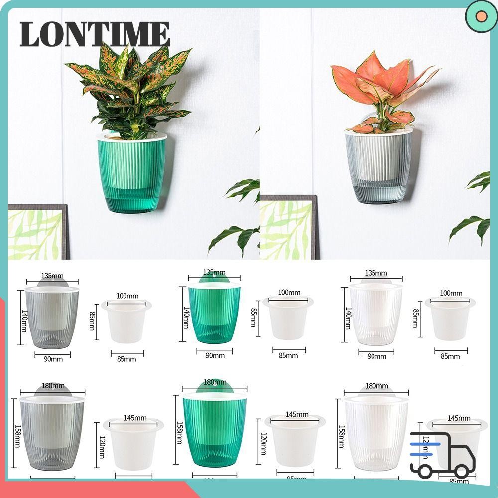 LONTIME STORE Self Watering Flower Pot, with Drainage Hole with Saucer ...