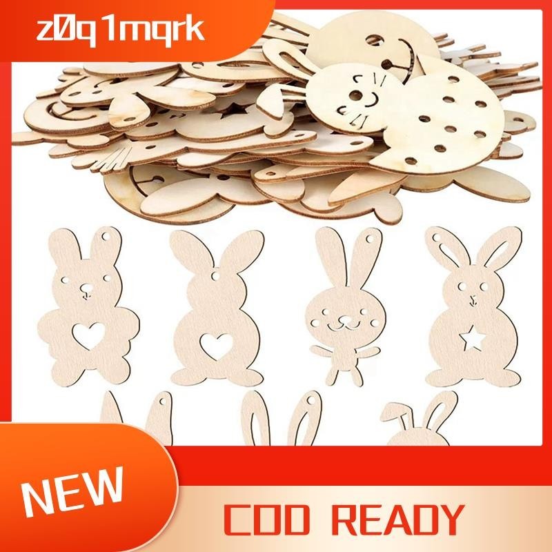 70PCS Unfinished Blank Wood Cutout Wooden Easter Bunny Rabbit Shaped ...
