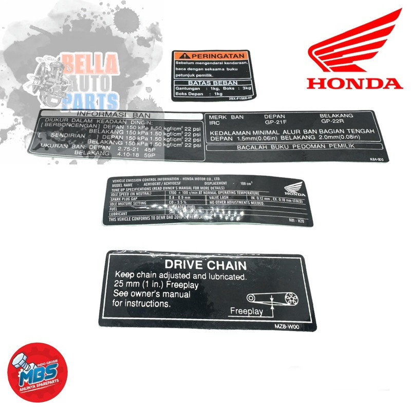 Original HONDA STICKERS INFO WARNING STICKS DRIVE CHAIN TIRES | Shopee ...