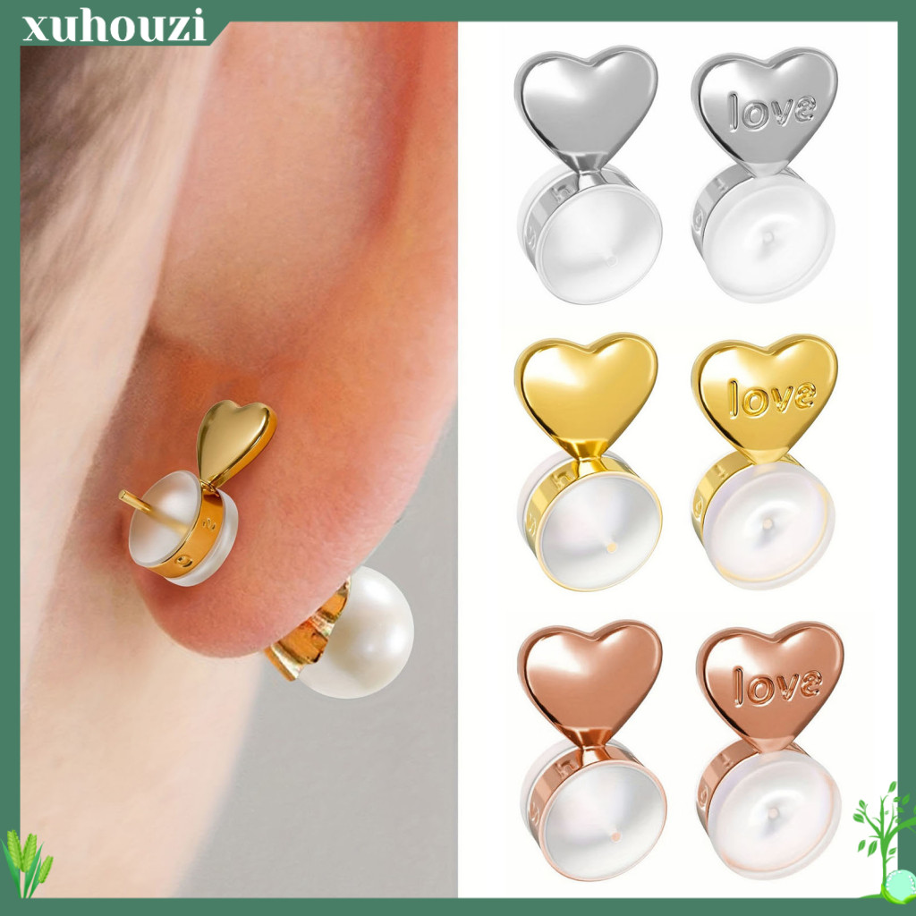 （XUHOUZI） Earring Back Covers Non-allergenic Earring Backs 6pcs Heart ...