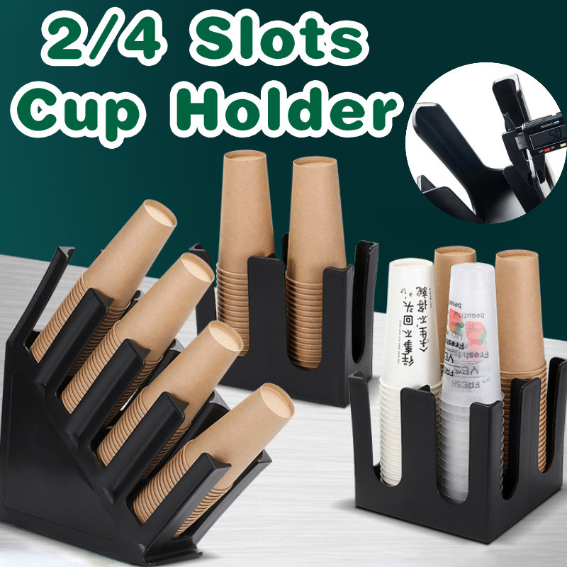 2/4 Slots Cup Holder Milktea Cup Dispenser Coffee Lid Rack Storage ...