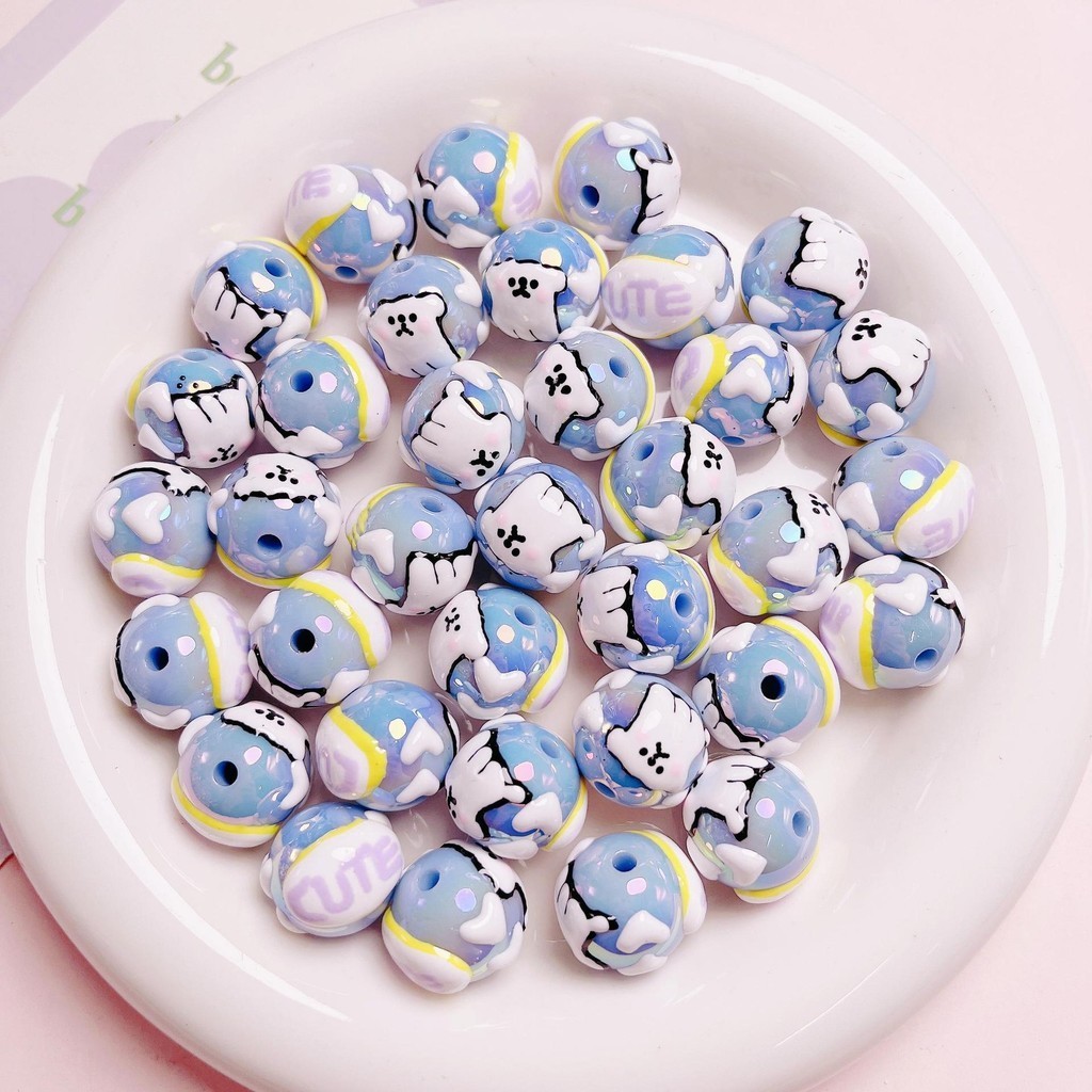 5pcs/pack Cute Hand Drawn Beads Cartoon Cute Little Dog DIY Accessories ...