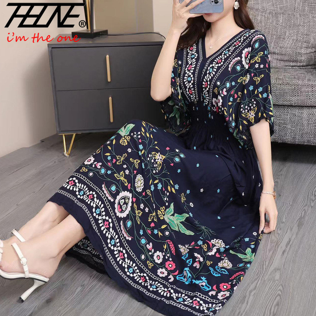 Bohemian Floral Fashion Summer Dress 2024 Women Maxi Long Beach Hawaii ...