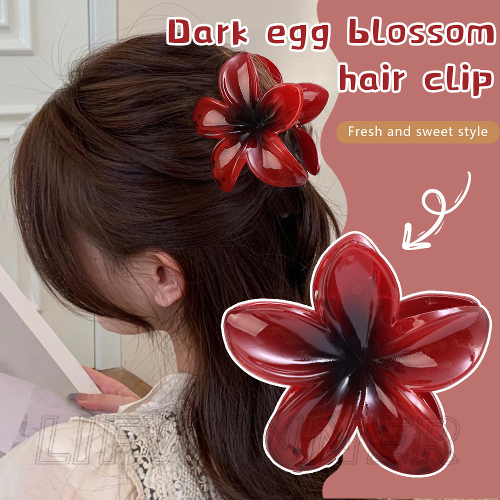 Dark Egg Flower Hair Claw - Dress Up Hair Accessories - Large Grab Clip ...
