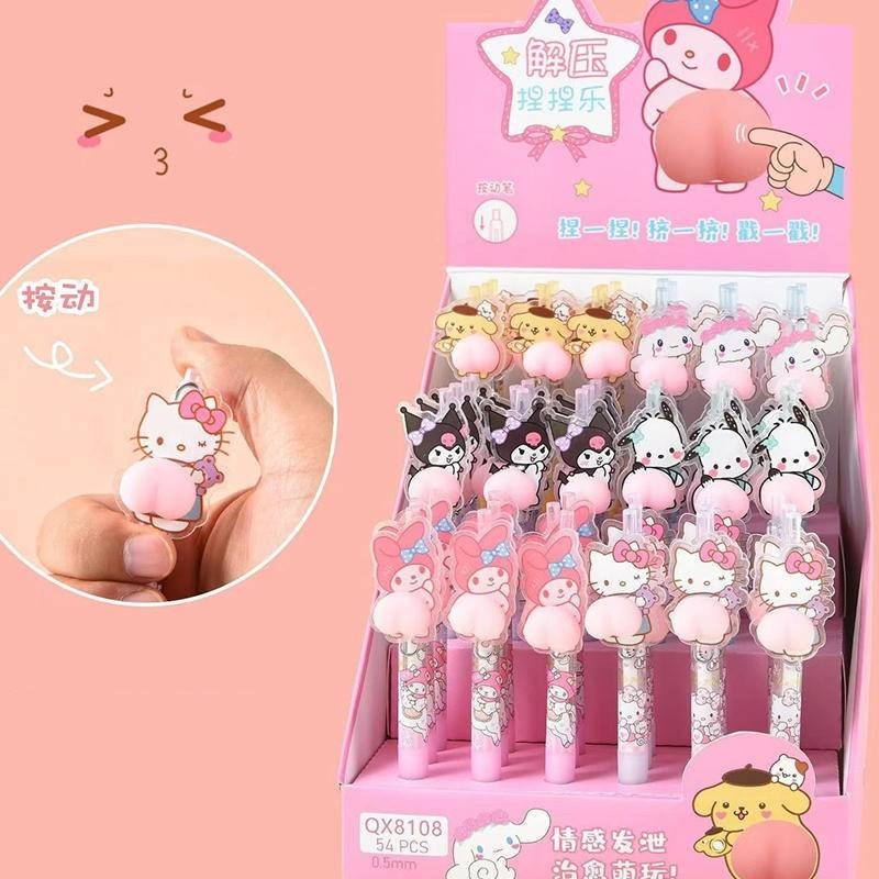 6Pcs Sanrio Cartoon Mechanical Gel Pen Cute mymelody Kuromi Cinnamoroll ...