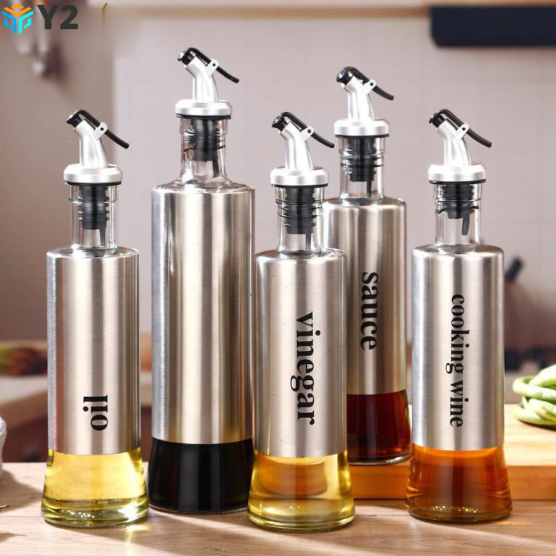 Y2 Oil Bottle Glass Condiments Bottle Glass Oil Dispenser Sauce Bottle ...