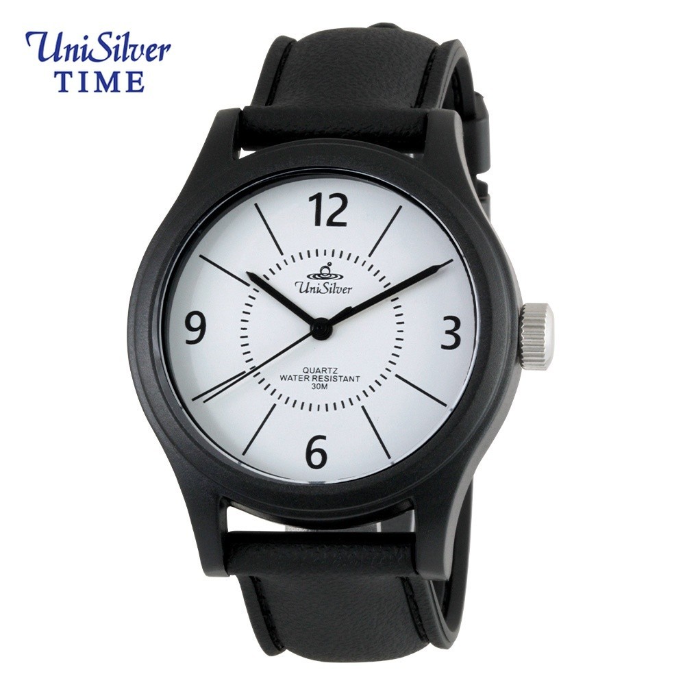 UniSilver TIME JAMIL Men's Large Analog White/Black Stitched Rubber ...