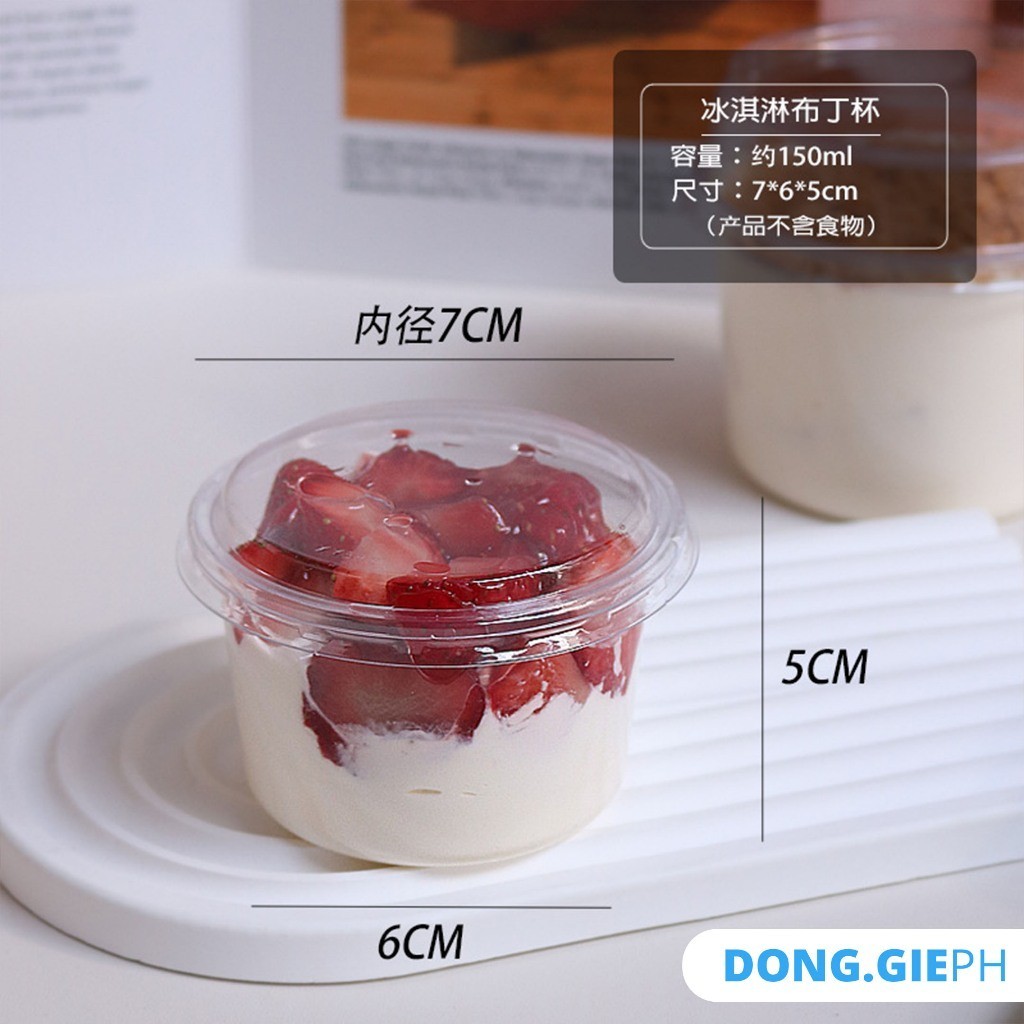 10pcs Round Clear Dessert Plastic Container With Lid Mousse Mini Cake ...