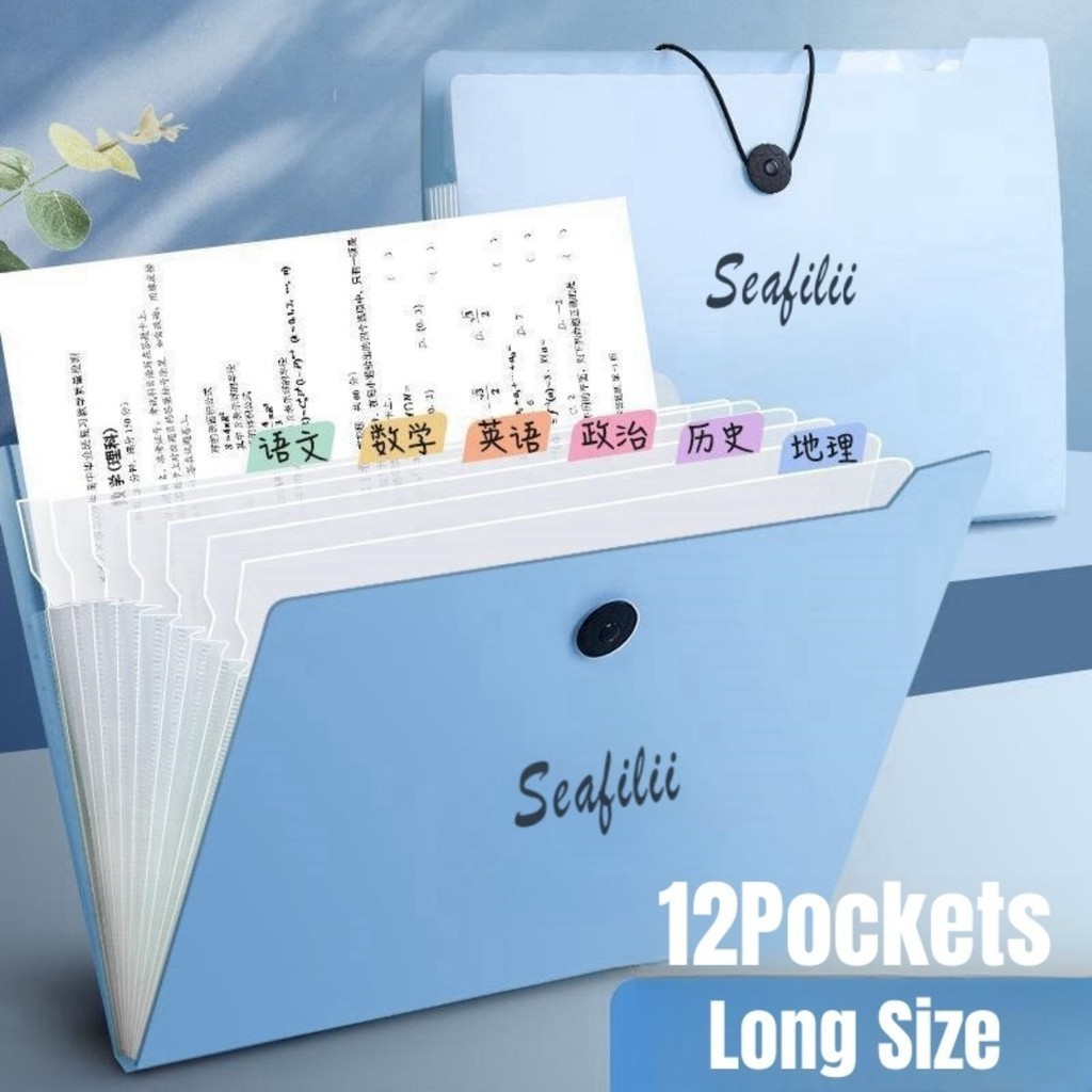 Seafilii Long Expanding File Folder 12Pockets Expanding Document ...