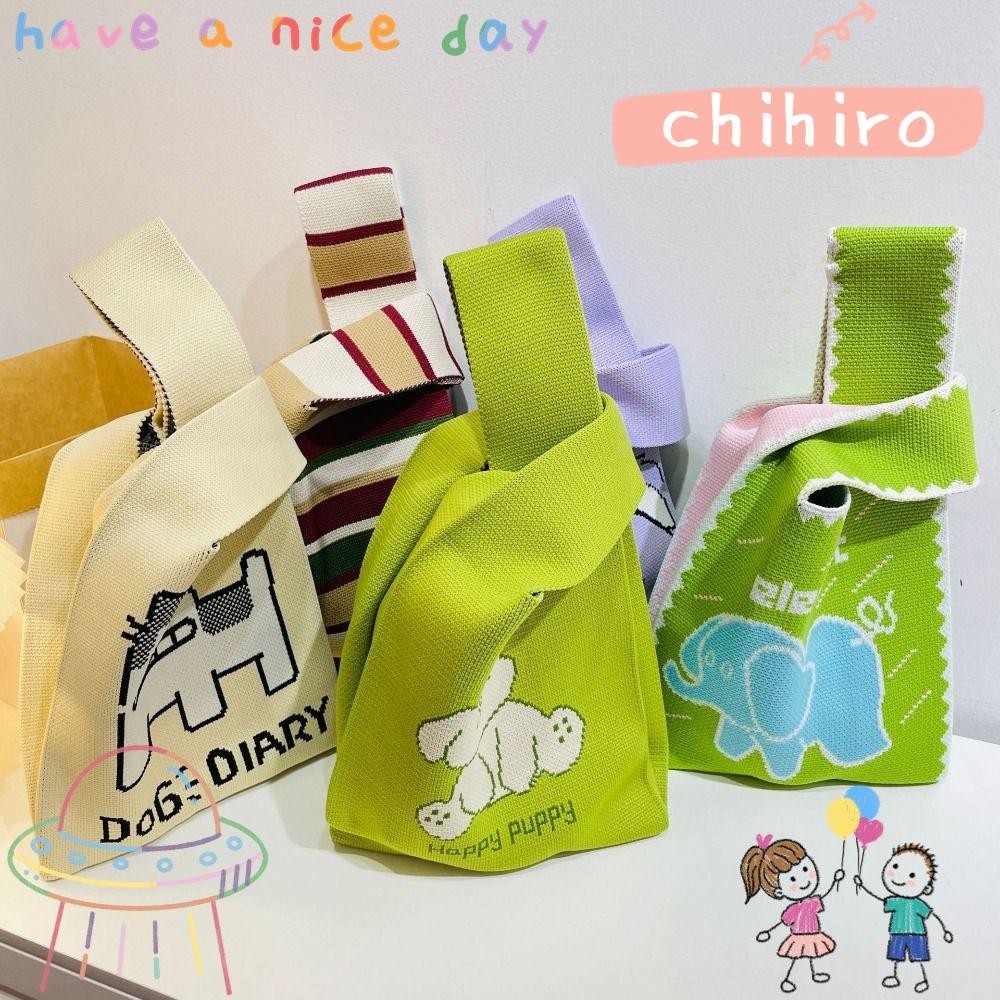 CHIHIRO1 Knit Handbag, High-capacity Cute Knot Wrist Bag, Handmade ...