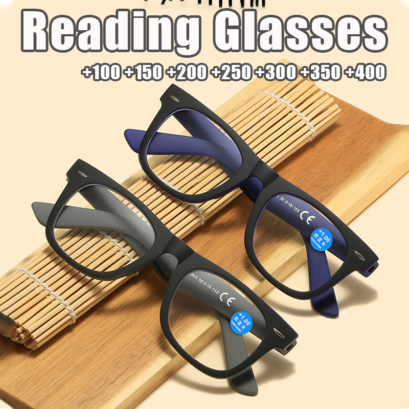 High Quality Square Reading Glasses for Woman Men +100 To +400 2 in 1 ...