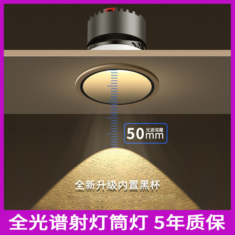Deep Cup Anti-Glare Spotlight led Embedded cob Living Room Main Lamp ...